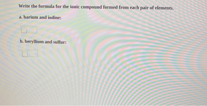 Solved Write the formula for the ionic compound formed from | Chegg.com