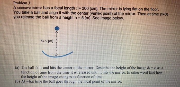 Solved Problem 3 A concave mirror has a focal length f= 200 | Chegg.com