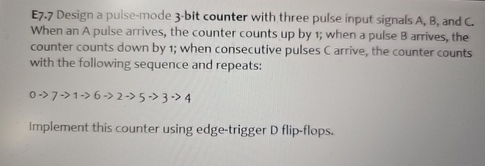 Solved E7.7 ﻿Design a pulse-mode 3-bit counter with three | Chegg.com