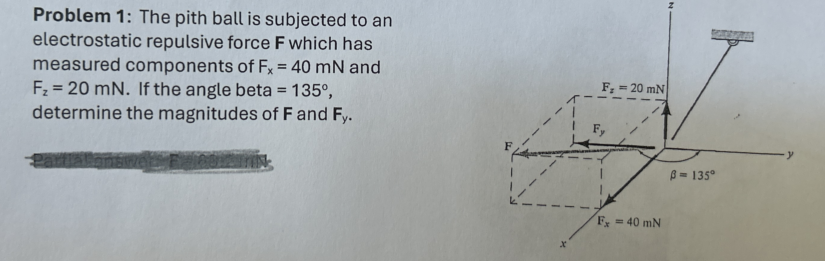 Solved Problem 1: The pith ball is subjected to an | Chegg.com