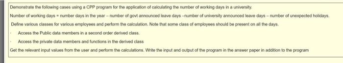 Solved Demonstrate the following cases using a CPP program | Chegg.com