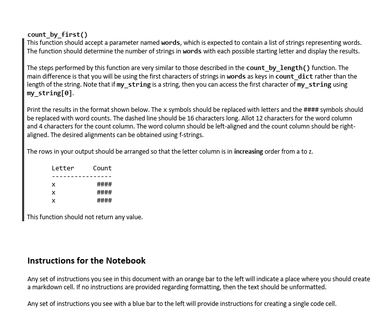 Solved count_by_first()This function should accept a | Chegg.com