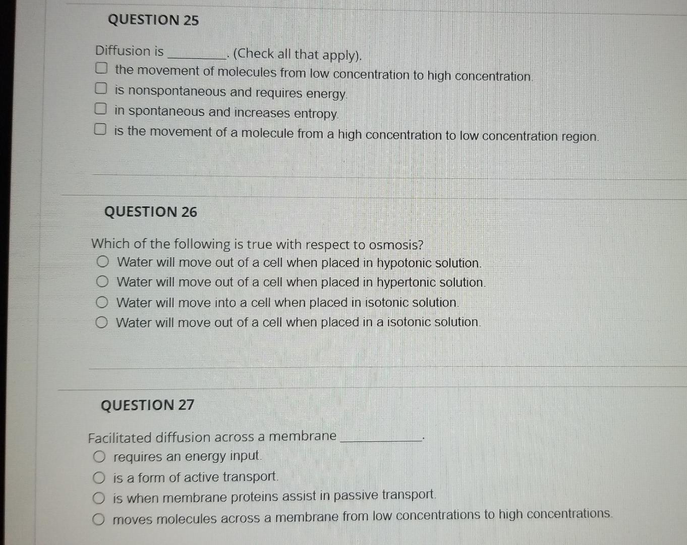 Solved QUESTION 25 Diffusion is (Check all that apply). the | Chegg.com