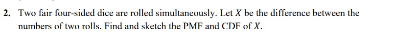 Solved Two fair four-sided dice are rolled simultaneously. | Chegg.com