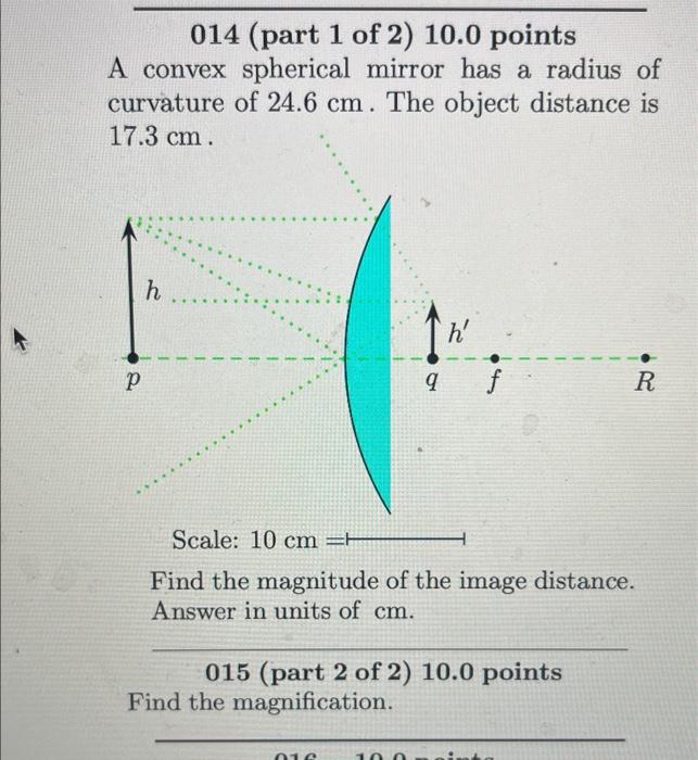 Solved 014 (part 1 of 2 ) 10.0 points A convex spherical | Chegg.com