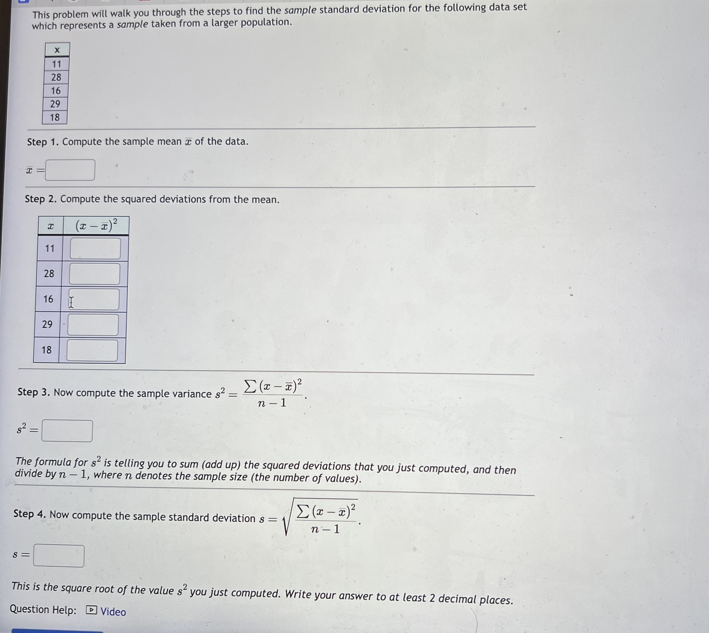 Solved This problem will walk you through the steps to find | Chegg.com
