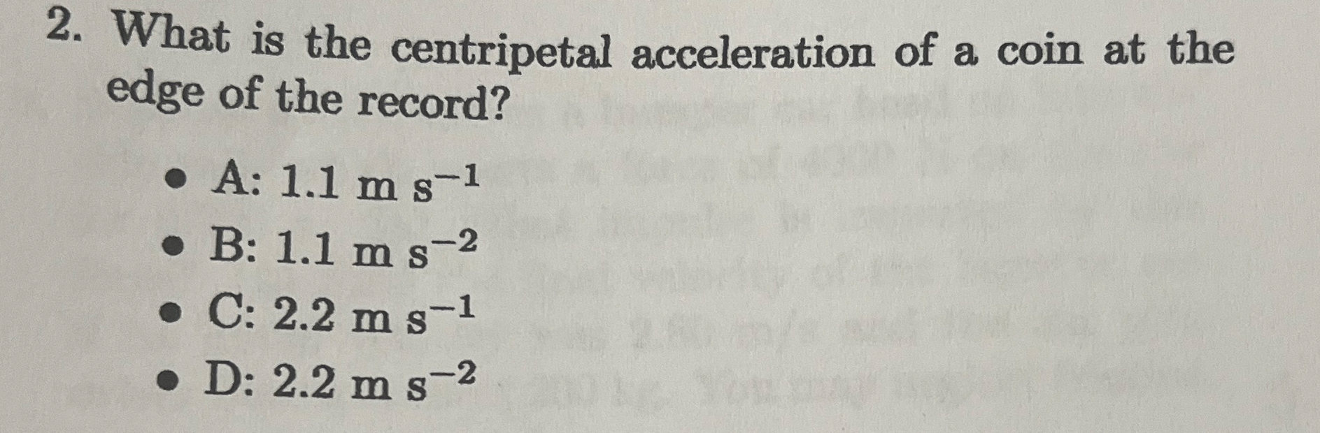 Solved What is the centripetal acceleration of a coin at the | Chegg.com