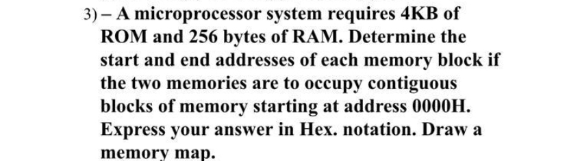 A microprocessor system requires 4KB ﻿of ROM and 256 | Chegg.com
