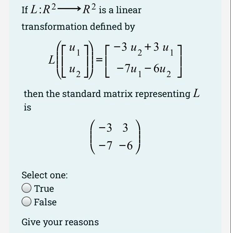 Solved If L:R2 R2 is a linear transformation defined by | Chegg.com