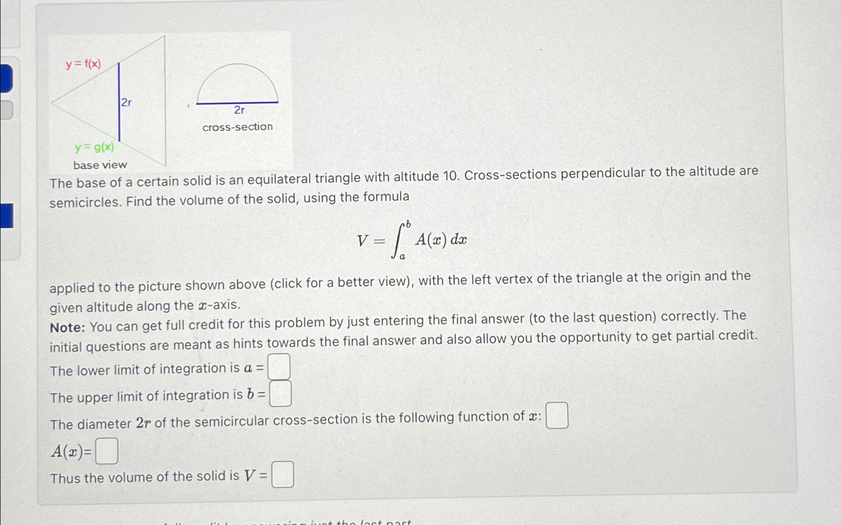 Solved The base of a certain solid is an equilateral | Chegg.com