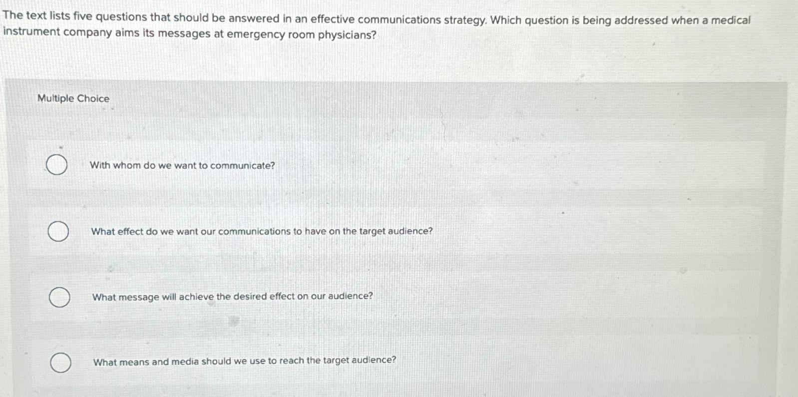 Solved The text lists five questions that should be answered | Chegg.com