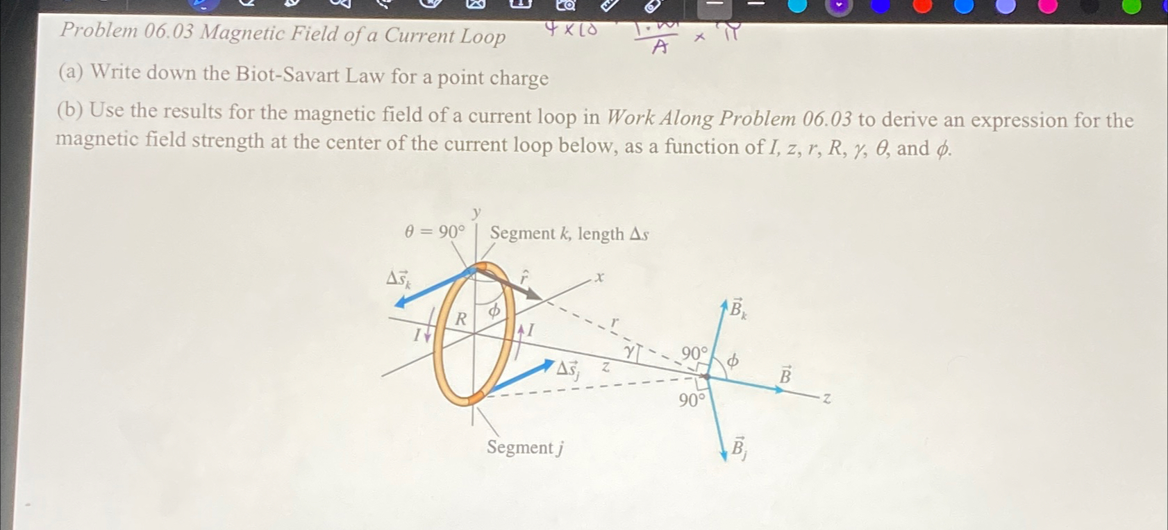 Solved Problem 06.03 ﻿Magnetic Field of a Current Loop(a) | Chegg.com
