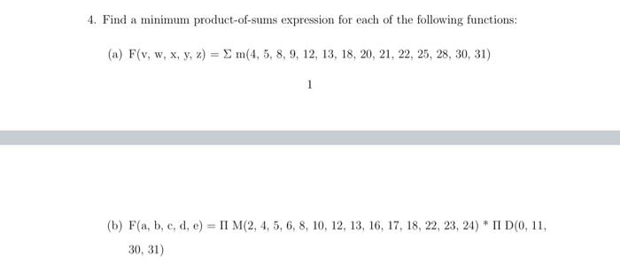 Solved 4. Find a minimum product-of-sums expression for each | Chegg.com