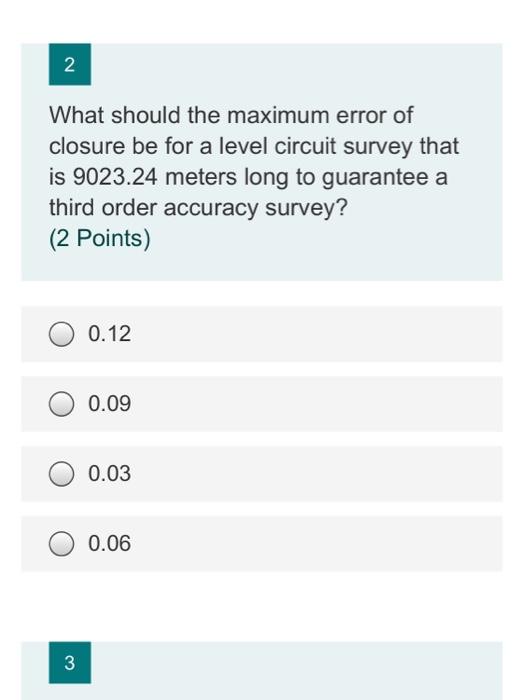 Solved 2 What should the maximum error of closure be for a | Chegg.com