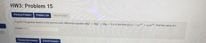 Solved HW3: Problem 15 Previous Problem Problem List Next | Chegg.com