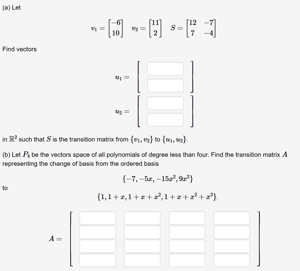 Solved in R2 ﻿such that S ﻿is the transition matrix from | Chegg.com