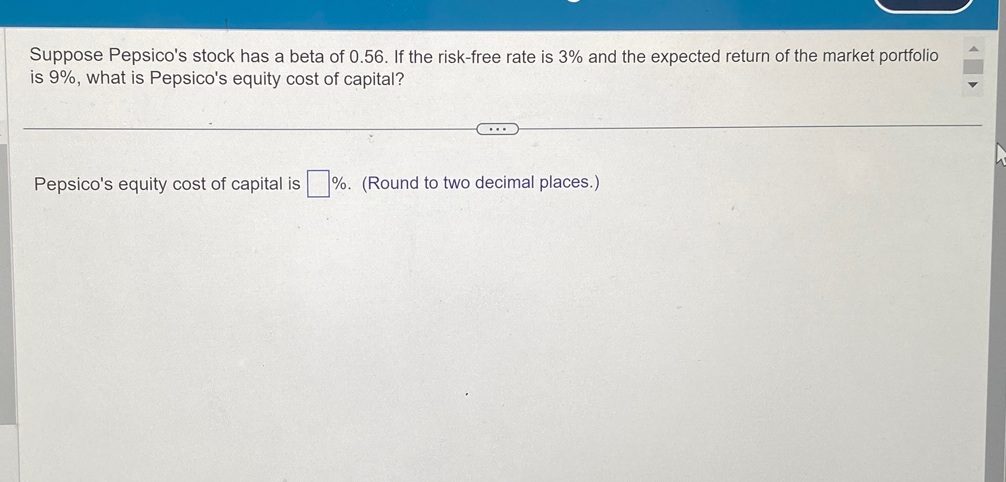 Solved Suppose Pepsico's stock has a beta of 0.56 . If the | Chegg.com Solved Suppose Pepsico's stock has a beta of 0.56 . If the | Chegg.com
