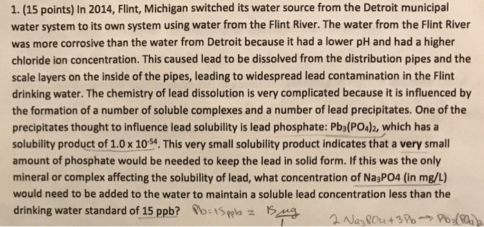Solved 1. (15 points) In 2014, Flint, Michigan switched its | Chegg.com