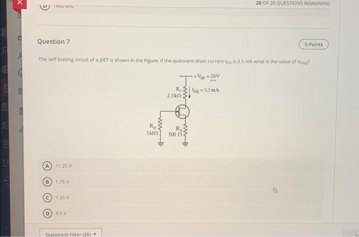 Solved The self-biasing circuit of a jFet is shown in the | Chegg.com
