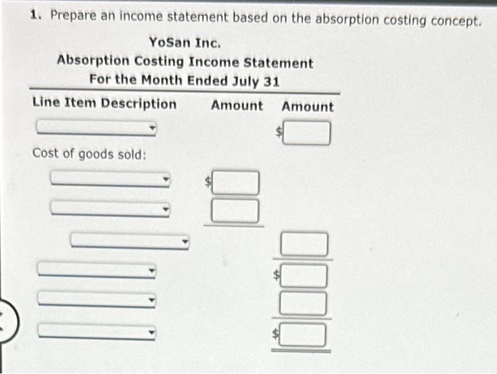 Solved Absorption and Variable Costing Income Statements | Chegg.com