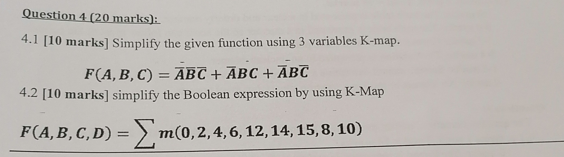 Solved 3.1 [10 ﻿marks] ﻿Determine the Midterm and Maxterm | Chegg.com