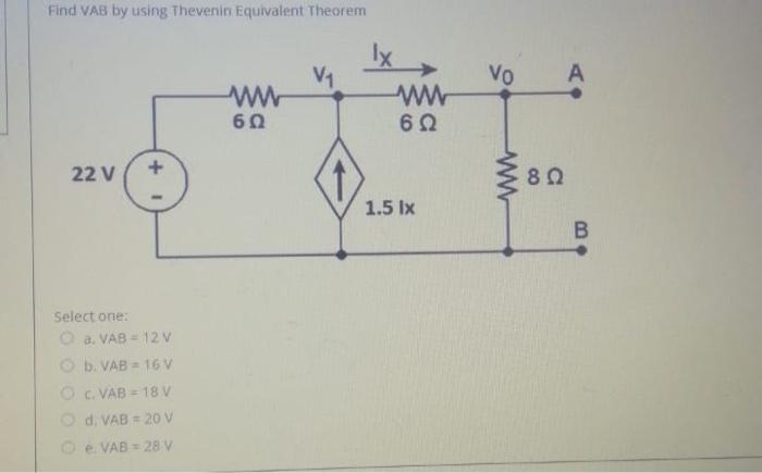 Solved Find VAB by using Thevenin Equivalent Theorem VA Vo А | Chegg.com