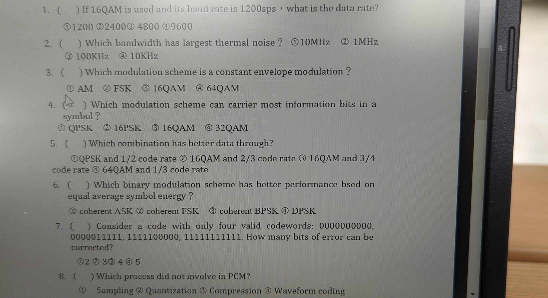 Solved 1. () If 16QAM is used and its baud rate is 1200sps | Chegg.com