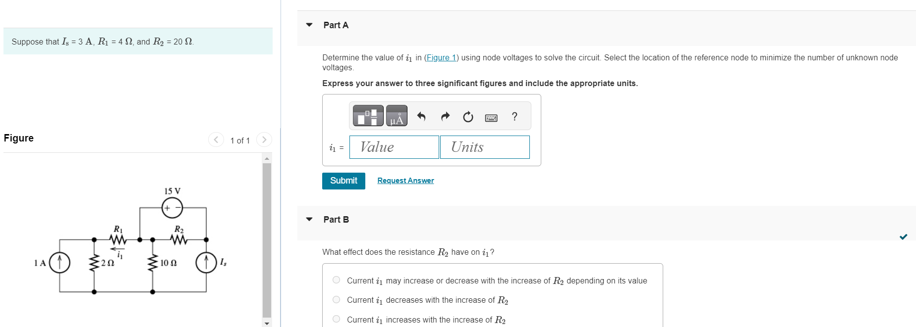Solved ojoimPart ASuppose that Is=3A,R1=4Ω, ﻿and | Chegg.com