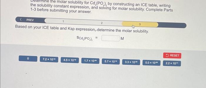 Solved Determine the molar solubility for Cd3(PO4)2 by | Chegg.com