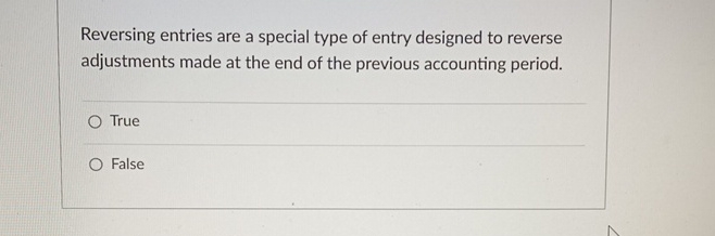 Solved Reversing entries are a special type of entry | Chegg.com