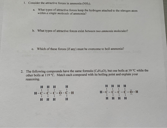 Solved 1. Consider the attractive forces in ammonia (NH3). | Chegg.com