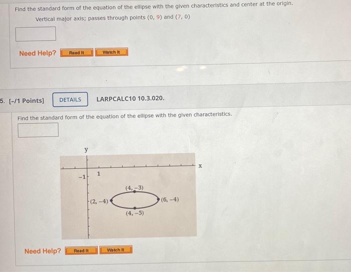 Solved Find the standard form of the equation of the ellipse | Chegg.com