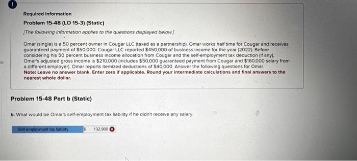 Solved Required information Problem 15-48 (LO 15-3) (Static) | Chegg.com