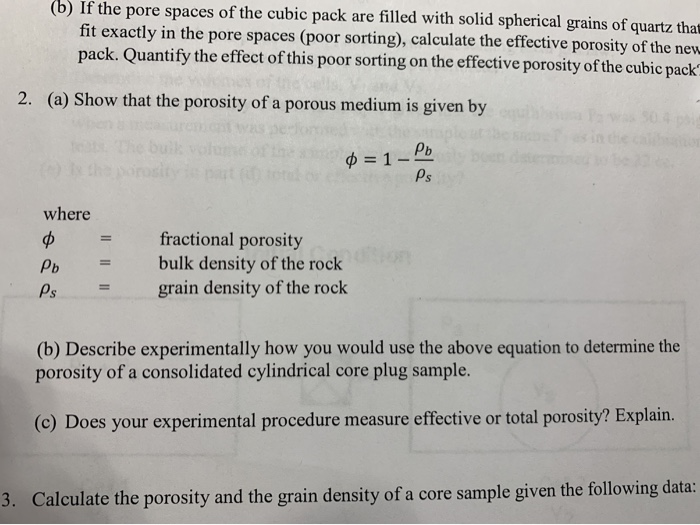 Solved (b) If the pore spaces of the cubic pack are filled | Chegg.com