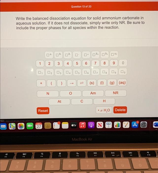 Solved Write the balanced dissociation equation for solid | Chegg.com