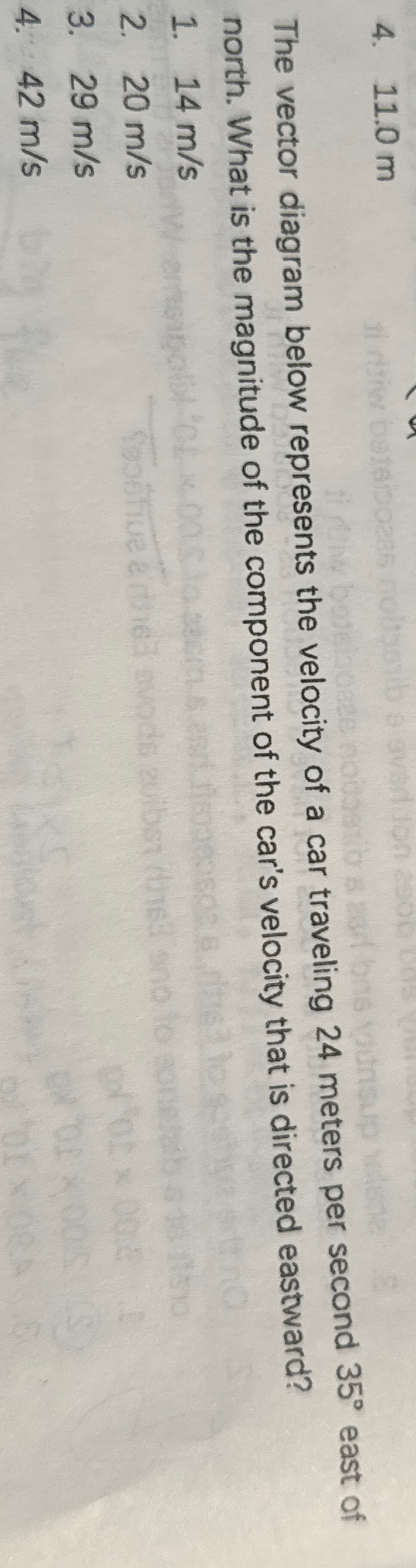 Solved 11.0mThe vector diagram below represents the velocity | Chegg.com