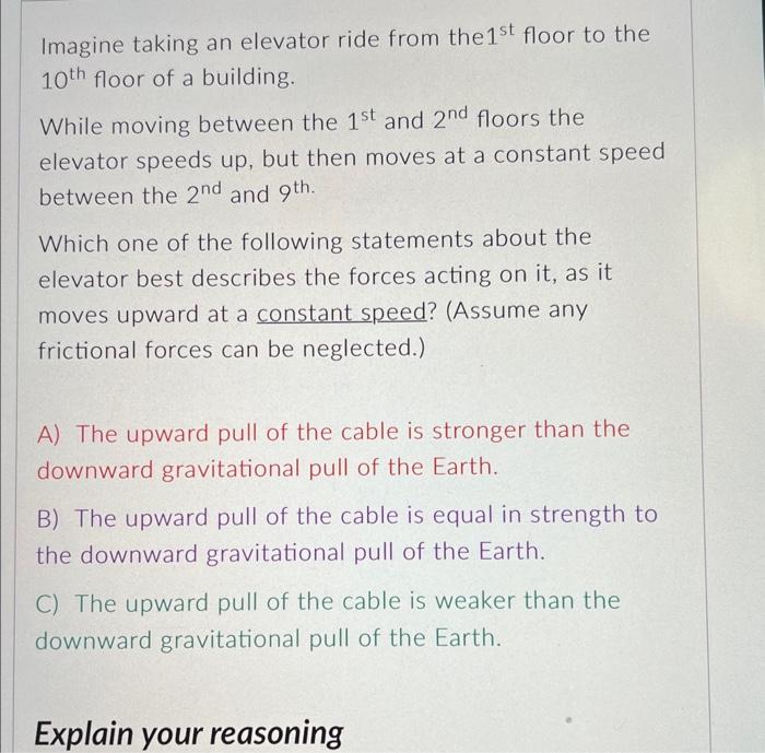 Solved Imagine taking an elevator ride from the 1st floor | Chegg.com