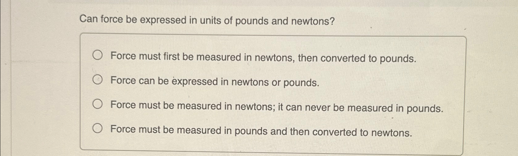 Solved Can force be expressed in units of pounds and | Chegg.com