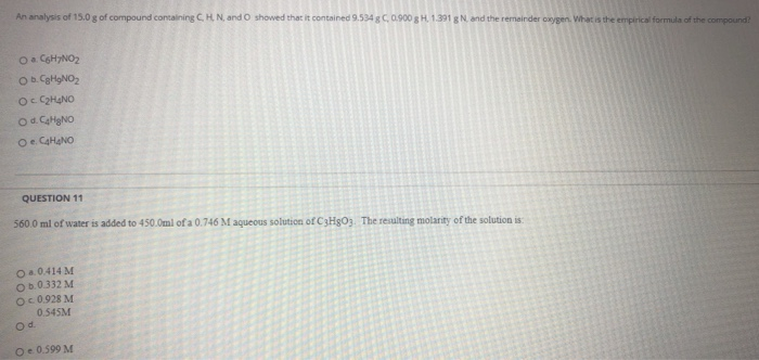 Solved An analysis of 15.0 g of compound containing CHN and | Chegg.com
