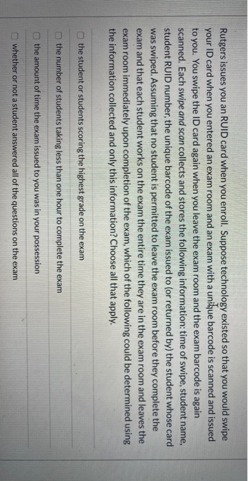 Solved Rutgers issues you an RUID card when you enroll. | Chegg.com