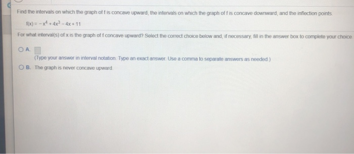 Solved Find the intervals on which the graph of fis concave | Chegg.com