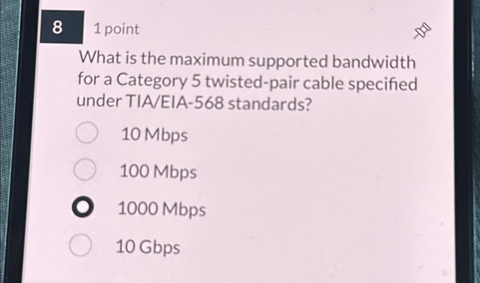 Solved 1 1 ﻿pointThe term "bandwidth" refers to the amount | Chegg.com