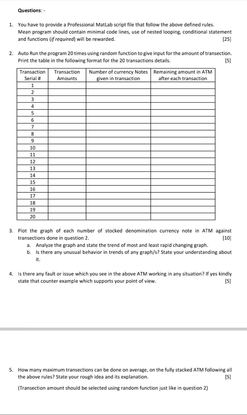 Solved MATLAB Programming ATM Project You have been assigned | Chegg.com