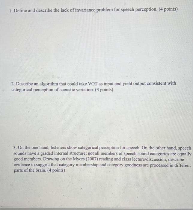 Solved 1. Define and describe the lack of invariance problem | Chegg.com