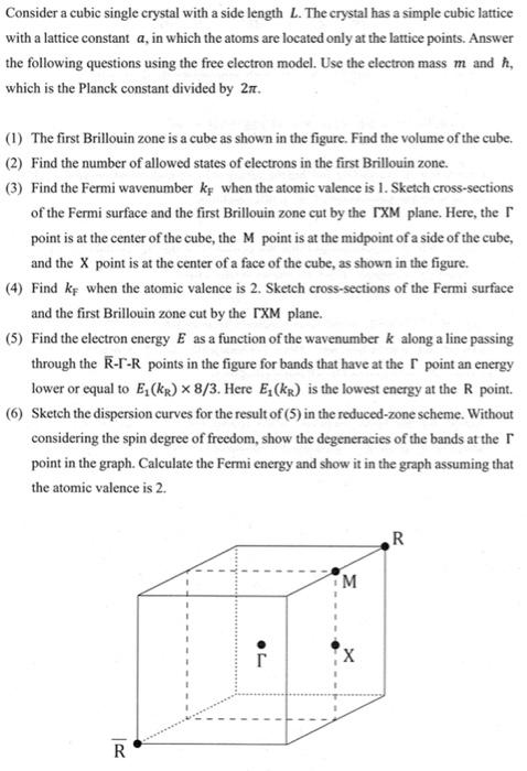 Solved Consider a cubic single crystal with a side length L. | Chegg.com
