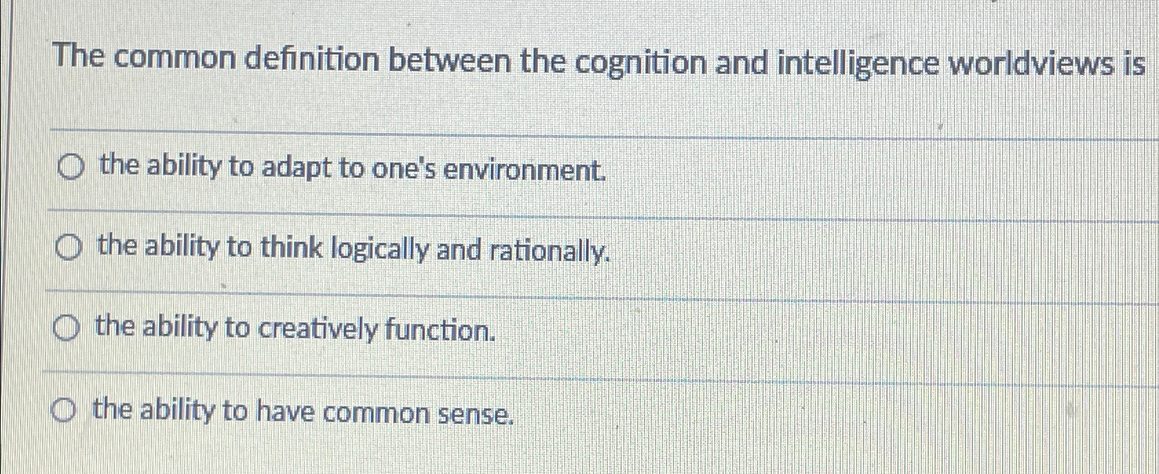 Solved The common definition between the cognition and | Chegg.com