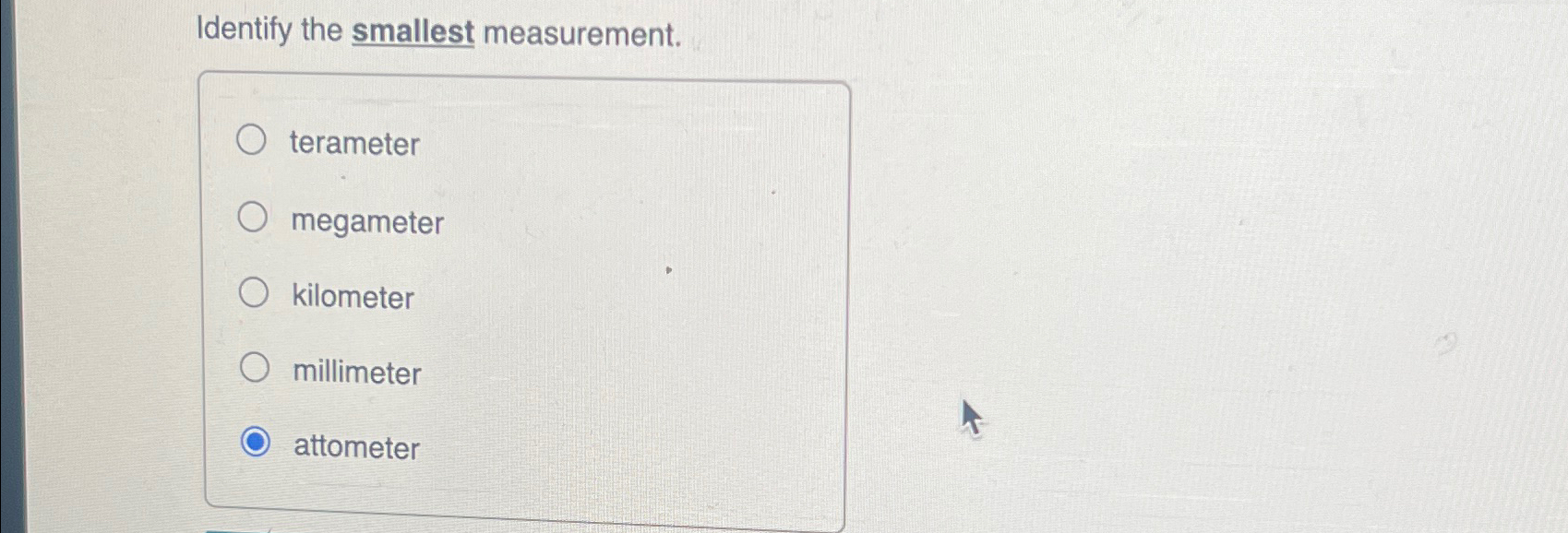 Solved Identify the smallest | Chegg.com