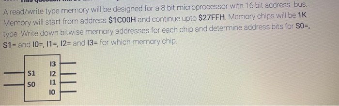 Solved A read/write type memory will be designed for a 8 bit | Chegg.com