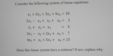 Solved Consider the following system of linear | Chegg.com