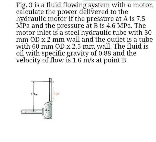Solved Fig. 3 is a fluid flowing system with a motor, | Chegg.com